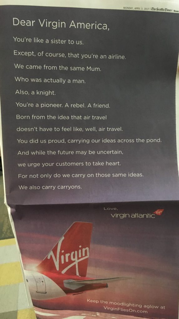 How Virgin Atlantic Is Not-So-Silently Mourning the Loss of Virgin America