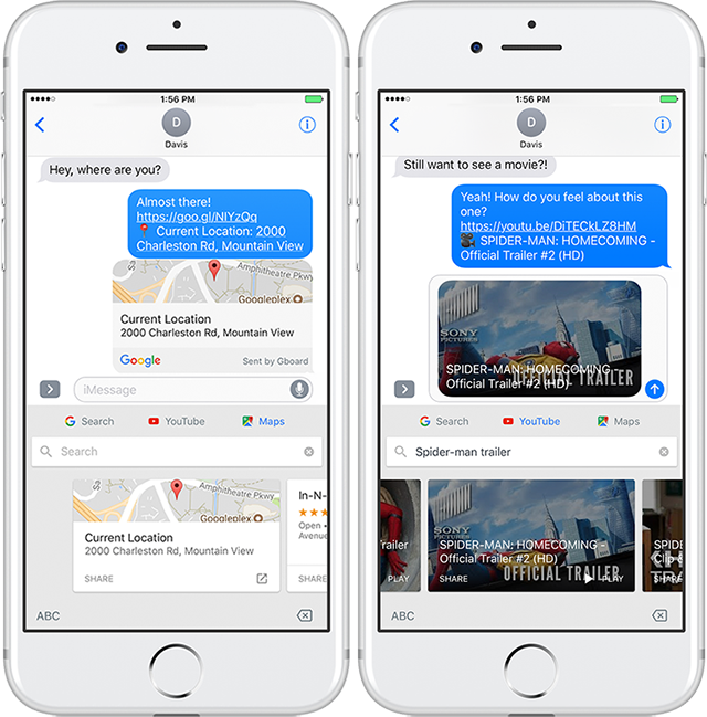 Google's Gboard Keyboard App Now Lets iOS Users Search Maps, YouTube
