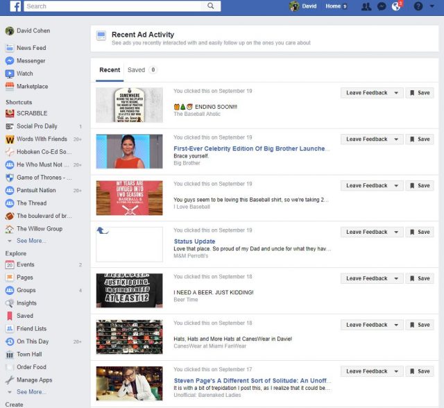 Facebook Users Can Now Examine Their Recent Ad Activity