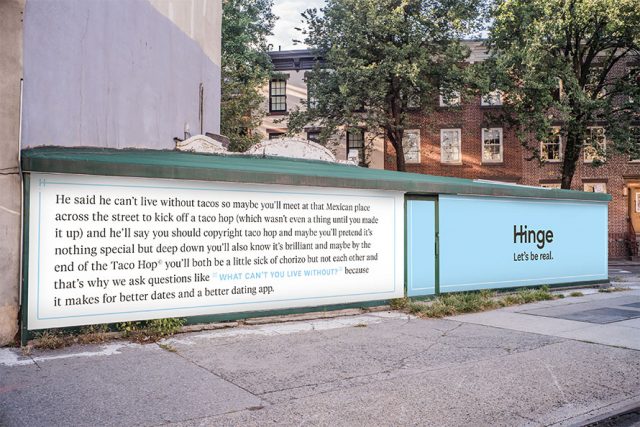 Hinge Tells Charming Dating Stories in Long-Copy, Site-Specific Ads in NYC