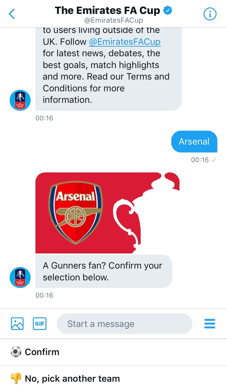 Twitter, The Football Association Created a DM Bot to Deliver Emirates ...