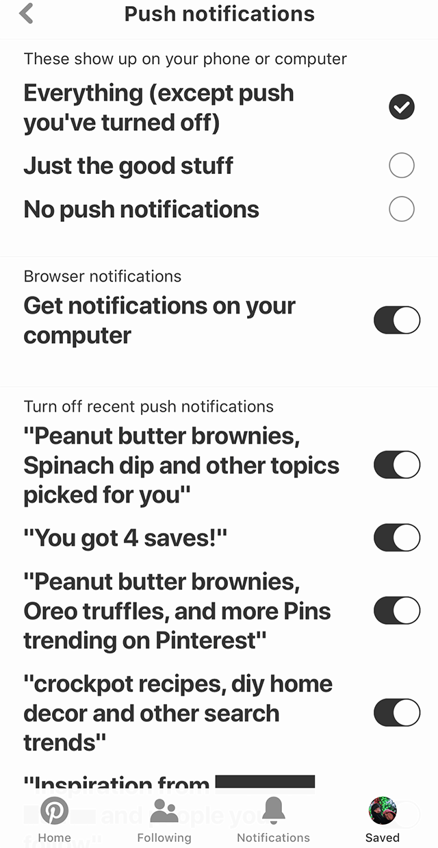 Pinterest: Here's How to Manage the App's Push Notifications