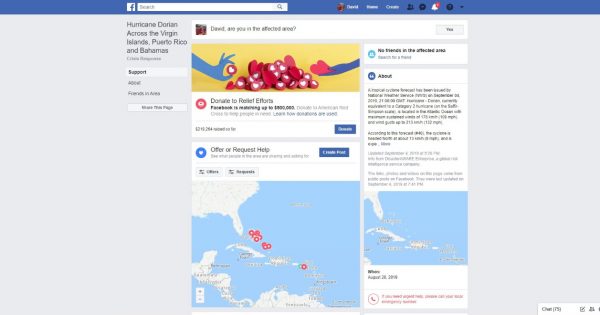 Facebook Detailed Its Hurricane Dorian Efforts
