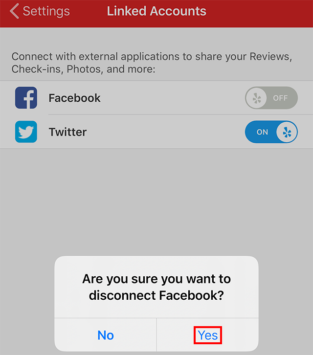 Yelp: Here's How to Unlink Your Social Accounts