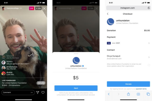 Instagram Live Gets the Donation Sticker