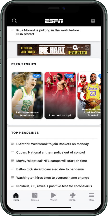 ESPN Adds a New Stories Format to Its App