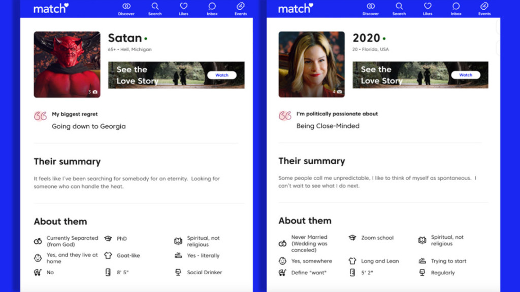 2020 Is Satan’s Soulmate in Match Ad From Maximum Effort
