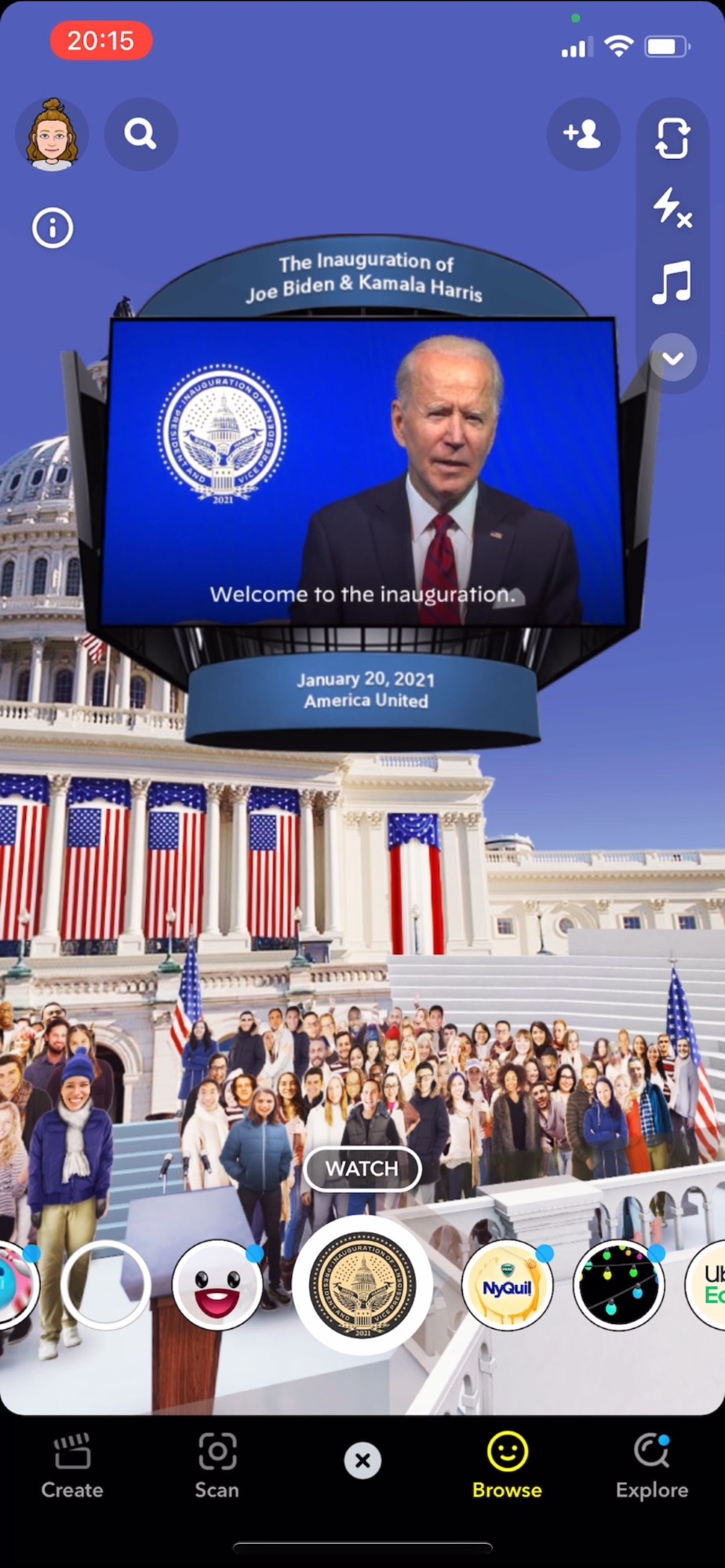 Presidential Inauguration Committee Teams Up With Snapchat on AR Lenses
