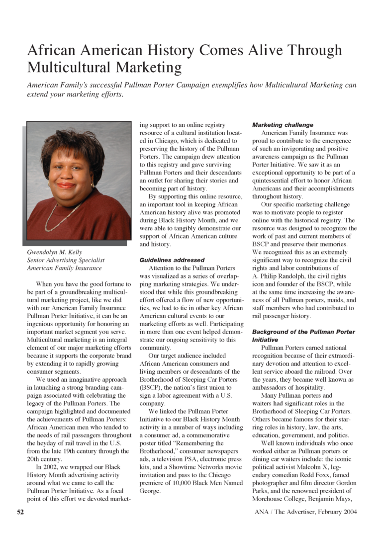 Profiles in Black Creativity: Gwen Kelly's Pullman Porters