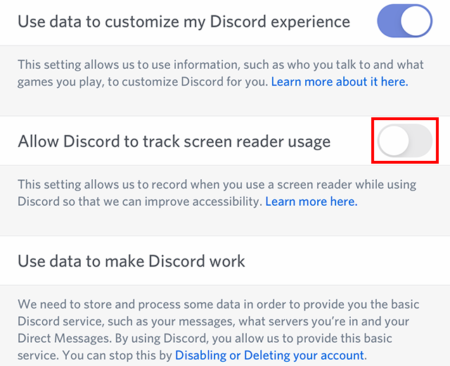 Discord: How to Allow Discord to Track Screen Reader Usage