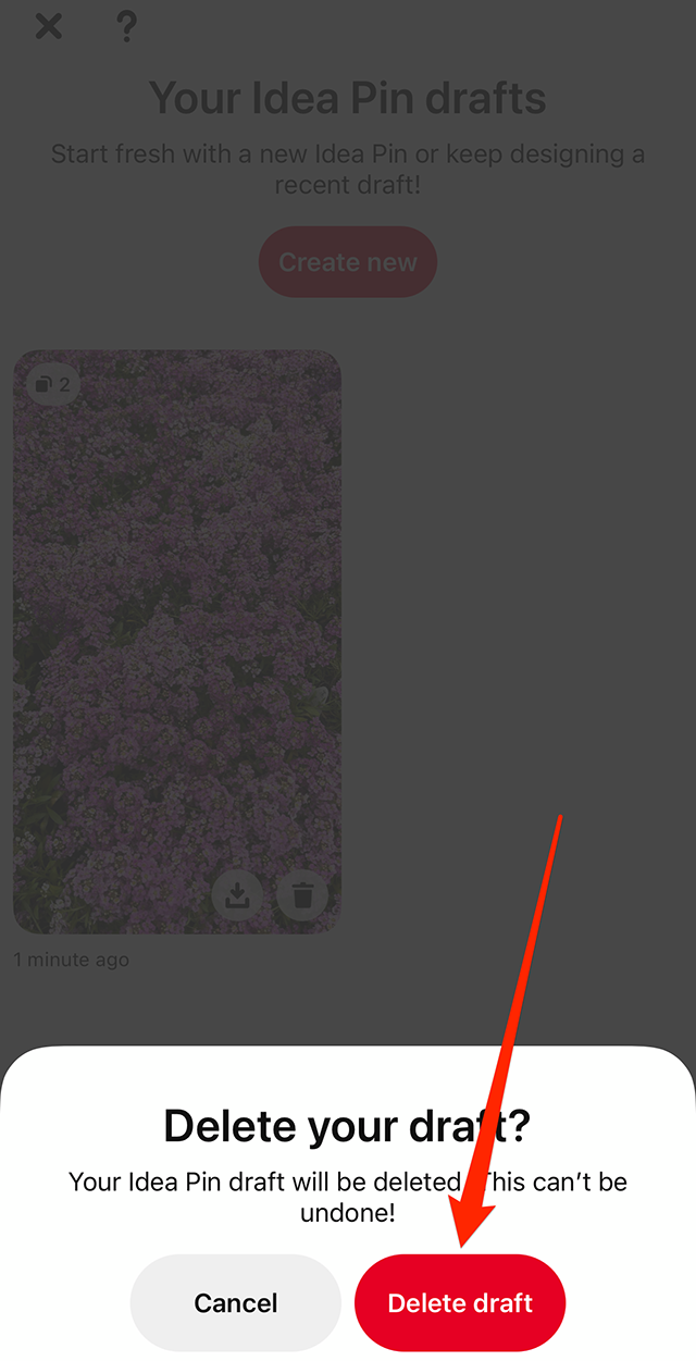 Pinterest Idea Pins: How to Delete a Draft