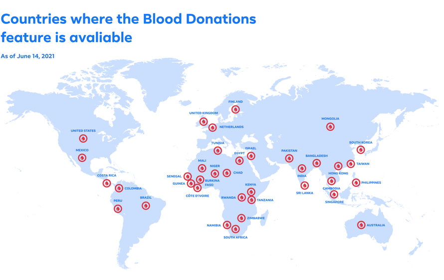 Facebook’s Blood Donations Feature Is Now Available in 37 Countries