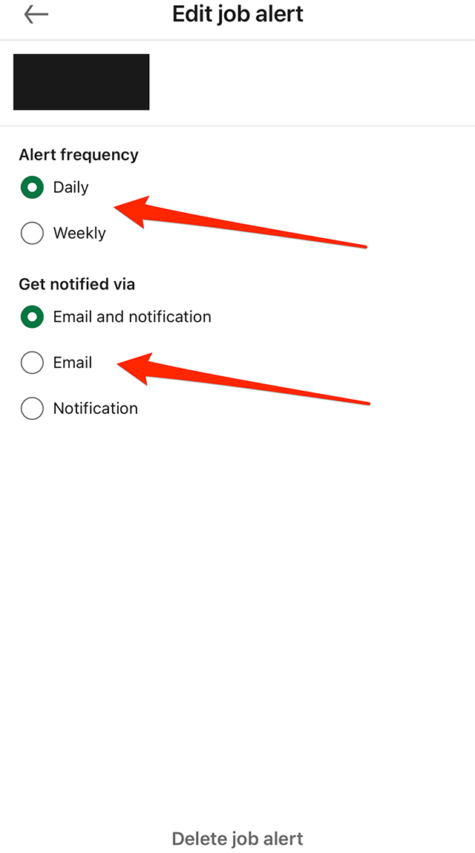 LinkedIn: How to Edit a Job Alert