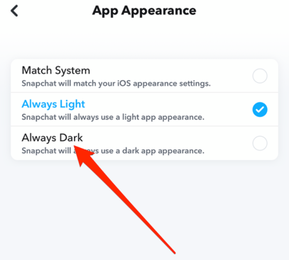 How to get dark mode on snapchat