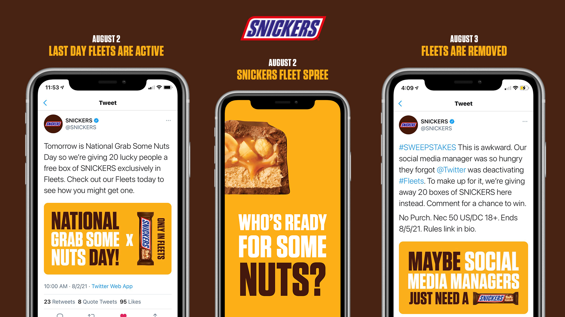 Snickers Closes Out Twitter Fleets With a Grab Some Nuts Day Stunt