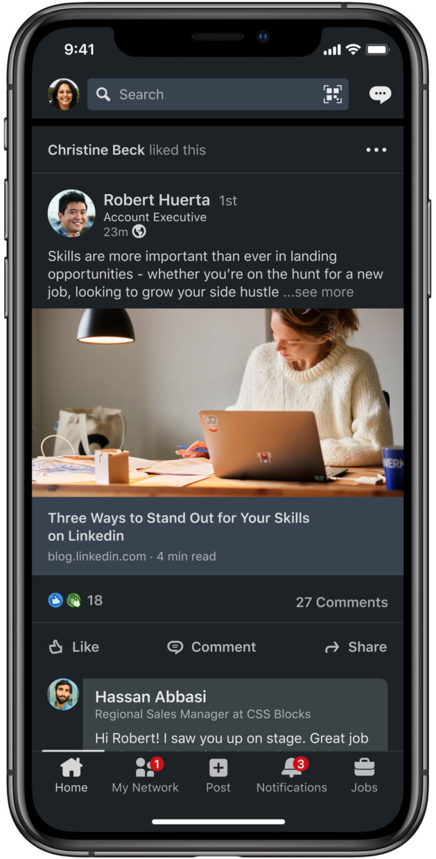 LinkedIn Adds Dark Mode