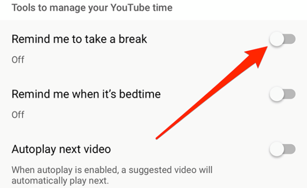 YouTube: How to Turn on Break Reminders