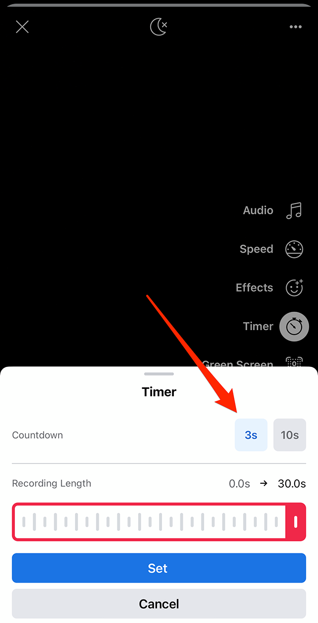 Facebook Reels: How to Record a Reel Using a Timer