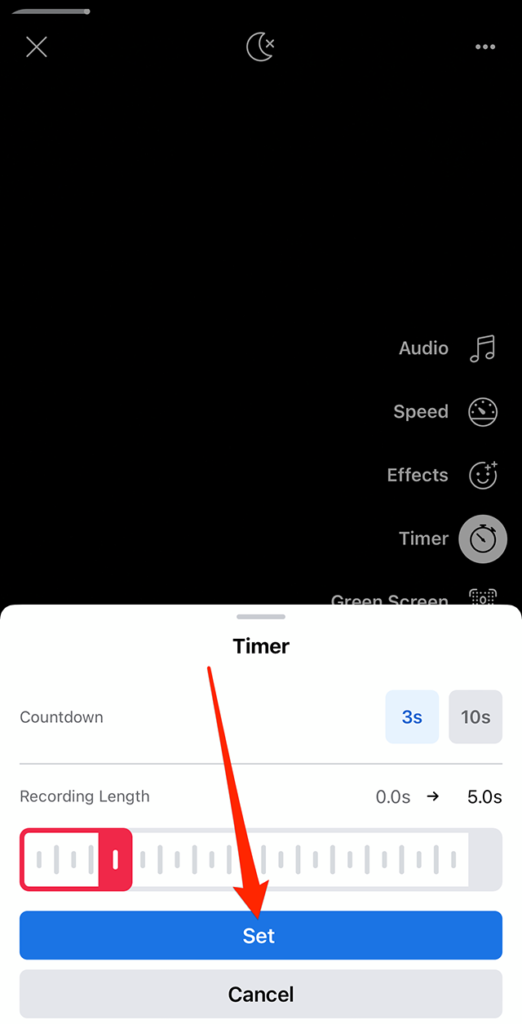 Facebook Reels: How to Record a Reel Using a Timer