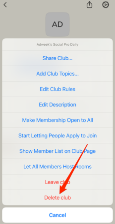 Clubhouse: How to Delete a Club