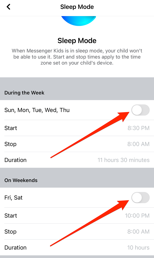 Messenger Kids: How to Turn On Sleep Mode