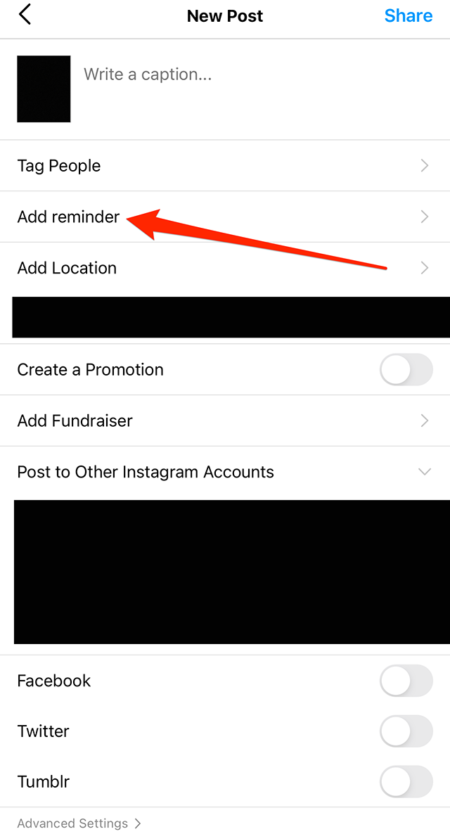 Instagram for Business: How to Add a Reminder to a Post