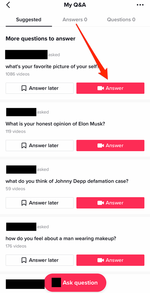 TikTok: How to Answer Suggested Q&A Questions