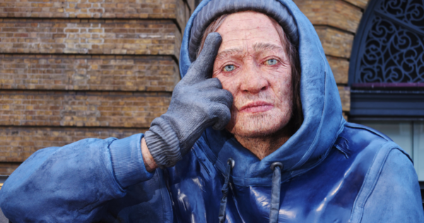 A Sculpture of a Homeless Person Highlights a Growing Crisis