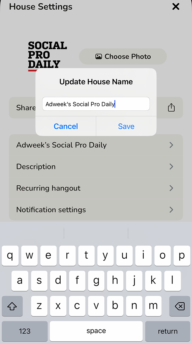 Clubhouse: How to Rename a House
