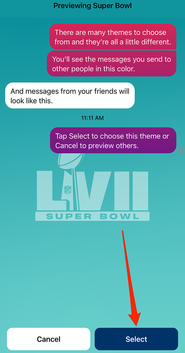 Messenger: How to Use the Super Bowl LVII Chat Themes