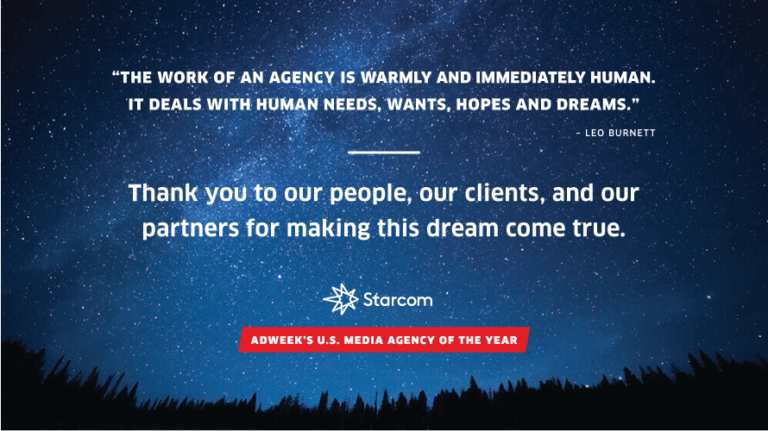Starcom Is Adweek's US Media Agency of the Year